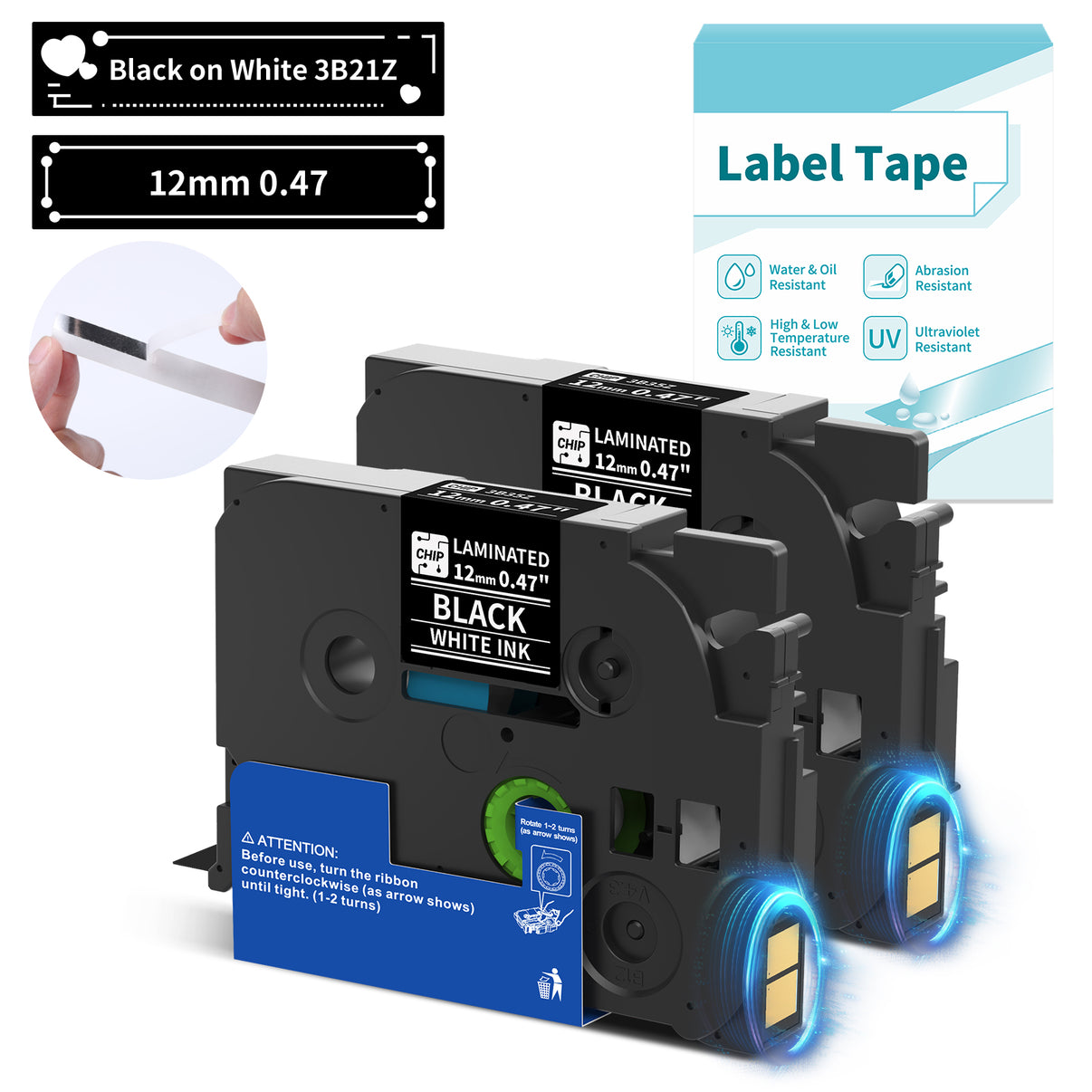 BZ Label Tape 12mm 0.47 Laminated for H1100 D210s Label Maker – Volengo
